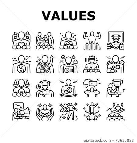Values Human Life Collection Icons Set Vector - Stock Illustration ...