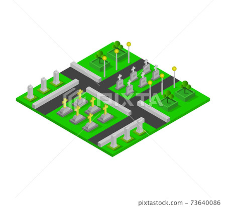 isometric cemetery - Stock Illustration [73640086] - PIXTA