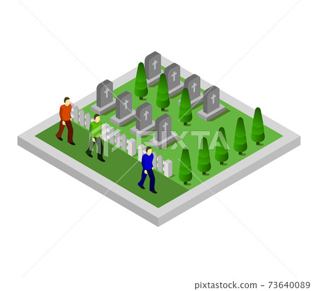 isometric cemetery - Stock Illustration [73640089] - PIXTA