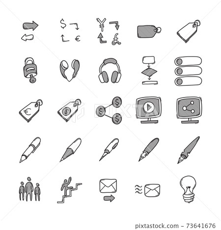 Business vector doodle icons set. Drawing... - Stock Illustration ...