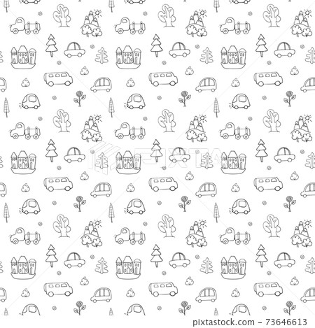 Cute Cars Seamless Pattern, Cartoon... - Stock Illustration [73646613 ...