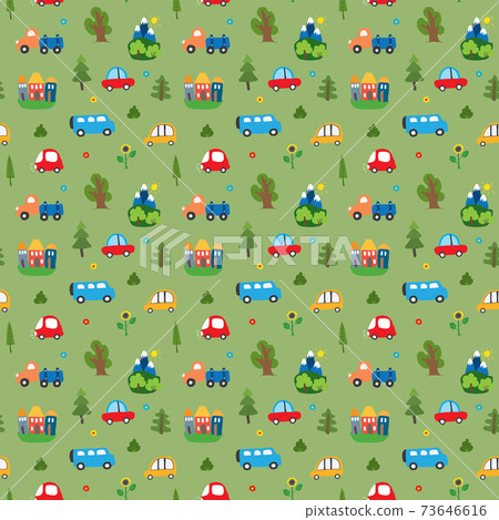 Cute Cars Seamless Pattern, Cartoon... - Stock Illustration [73646616 ...