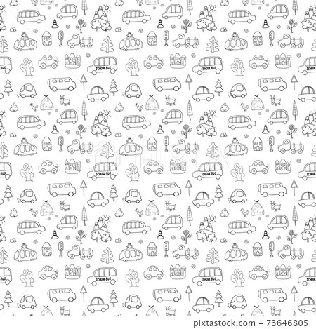 Cute Cars Seamless Pattern, Cartoon... - Stock Illustration [73646805 ...