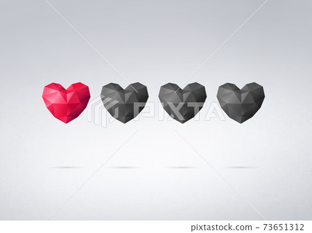 Geometric polygonal heart polygon 3DCG life one... - Stock Illustration ...