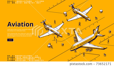 Aviation isometric landing page. Airplanes runway - Stock Illustration ...