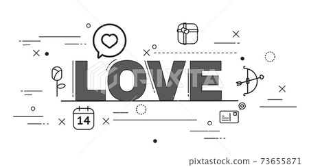 Design Concept Of Word LOVE Website Banner. - Stock Illustration ...