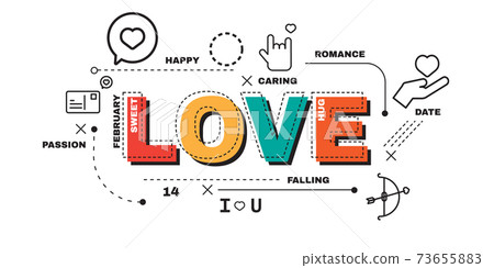 Design Concept Of Word LOVE Website Banner. - Stock Illustration ...