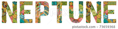 Word Neptune. Vector zentangle object for... - Stock Illustration ...
