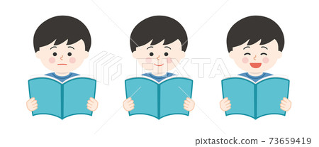 A set of boys reading (true face / smile) - Stock Illustration ...
