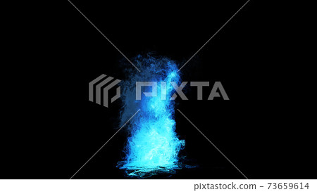 Magic blue fire isolate on dark. 3d rendering.-插圖素材 [73659614] - PIXTA圖庫