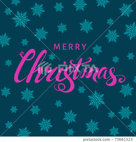 Merry Christmas pink hand lettering with ... - Stock Illustration ...