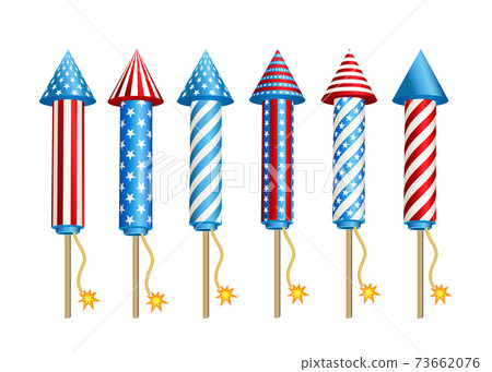 Firework rockets in American national flag... - Stock Illustration ...