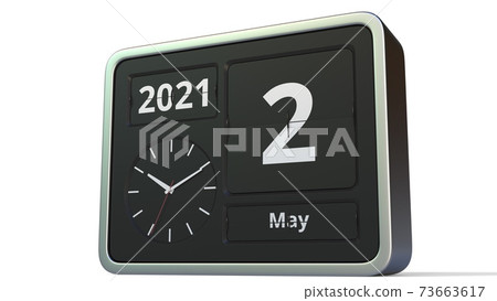 May 2 date on the classic flip clock calendar,... - Stock Illustration ...