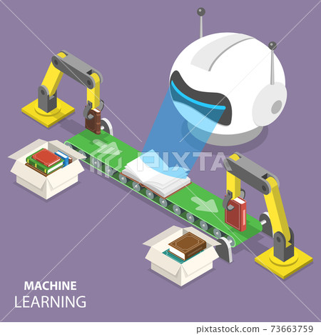 Machine learning flat isometric vector concept. - Stock Illustration ...