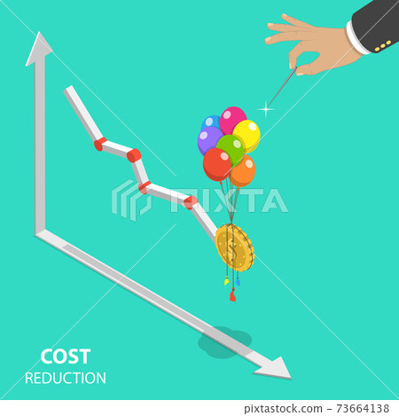 Cost reduction flat isometric vector concept. - Stock Illustration ...