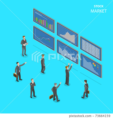 Stock market flat isometric vector concept. - Stock Illustration ...