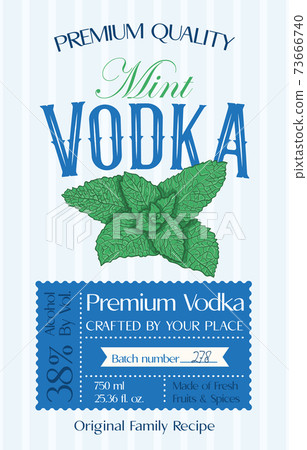 Family recipe Mint Vodka alcohol label...-插圖素材 [73666740] - PIXTA圖庫