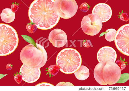 Seamless pattern of juicy pink fruits.... - Stock Illustration ...