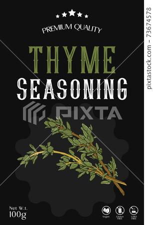 Premium Quality Thyme seasoning powder label... - Stock Illustration ...