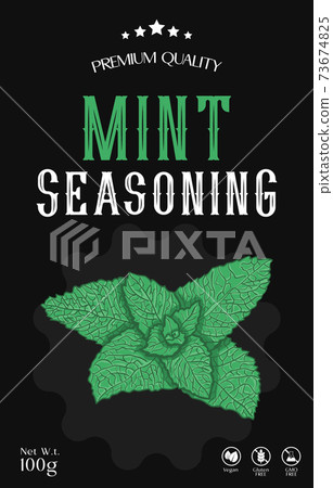 Premium Quality Mint seasoning powder label... - Stock Illustration ...