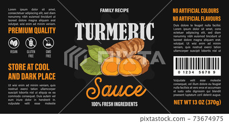 Family recipe Turmeric sauce label template.... - Stock Illustration ...