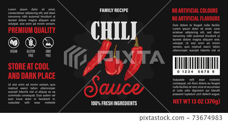 Family recipe Chili salsa label template.... - Stock Illustration ...