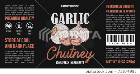 Family recipe Garlic Chutney label template.... - Stock Illustration ...