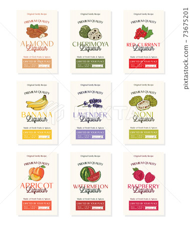Family recipe Set of liqueur alcohol labels... - Stock Illustration ...