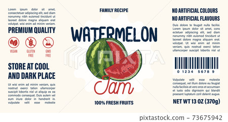 Family recipe Watermelon jam label template.... - Stock Illustration ...