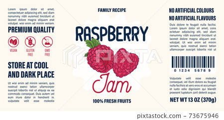 Family recipe Raspberry jam label template.... - Stock Illustration ...