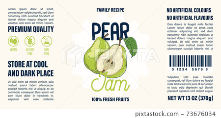 Family recipe Pear jam label template. Abstract... - Stock Illustration ...