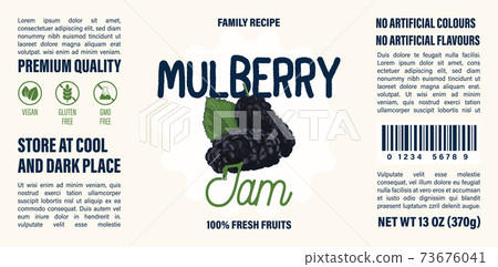 Family recipe Mulberry jam label template.... - Stock Illustration ...
