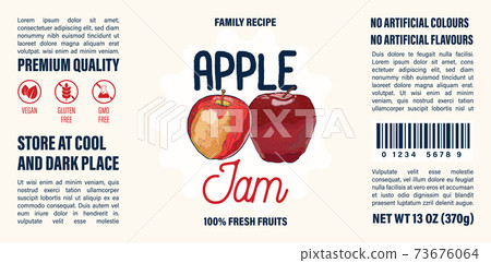 Family recipe Apple jam label template.... - Stock Illustration ...