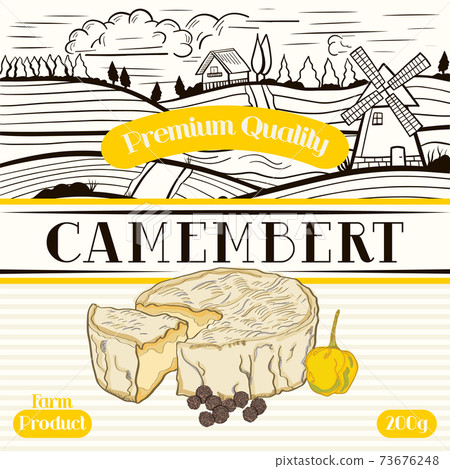 Farm Product Camembert label template. Modern... - Stock Illustration ...