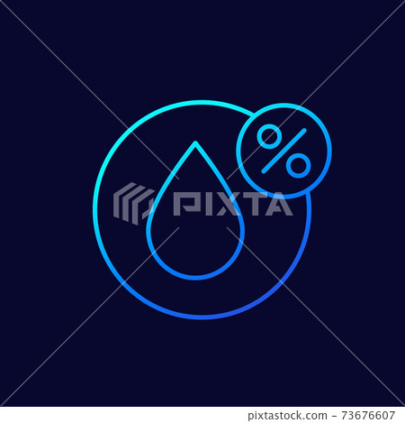 Humidity linear icon, water drop and percent - Stock Illustration ...