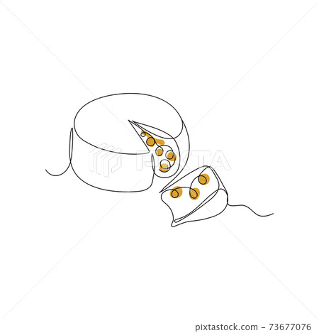 Cheese in continuous line art drawing style.... - Stock Illustration ...