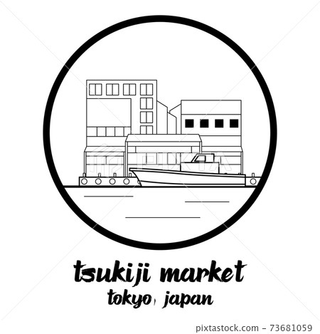 Circle icon line Tsukiji Market. vector... - Stock Illustration ...