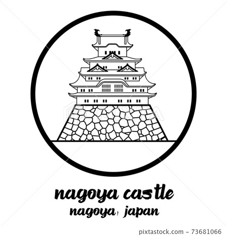 Circle icon line Nagoya castle. vector... - Stock Illustration ...