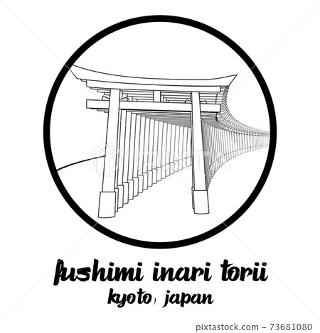 Circle icon line Fushimi Inari Torii . vector... - Stock Illustration ...