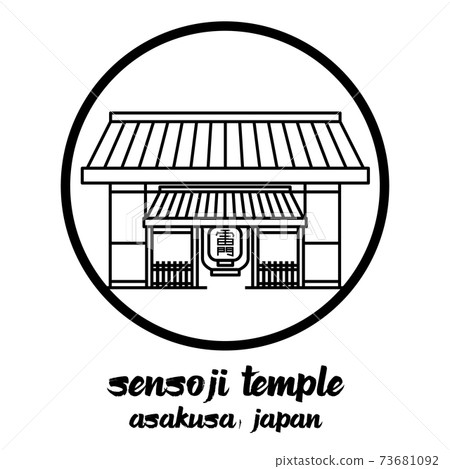 Circle icon line Sensoji Temple . vector... - Stock Illustration ...