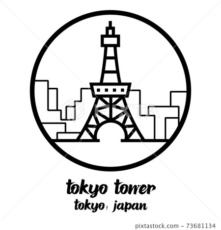 Circle icon line tokyo tower. vector illustration - Stock Illustration ...