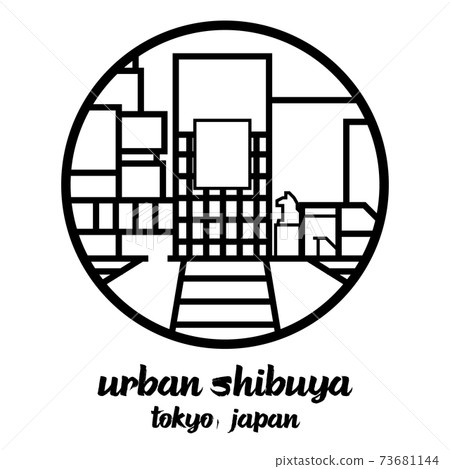 Circle icon line urban shibuya. vector... - Stock Illustration ...