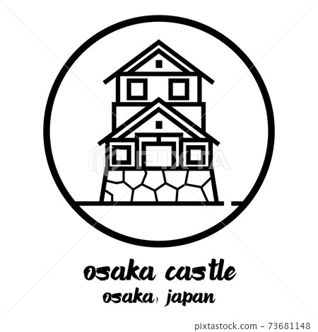 Circle icon line Osaka castle. vector illustration - Stock Illustration ...