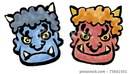A little scary red demon and blue demon... - Stock Illustration ...