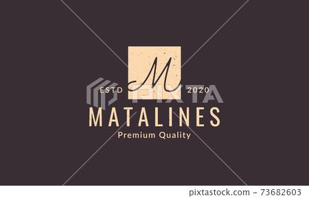 signature letter M square vintage logo symbol... - Stock Illustration ...