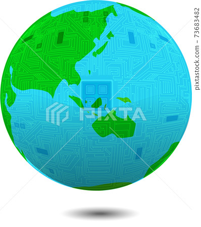 Earth made of electronic circuits - Stock Illustration [73683482] - PIXTA