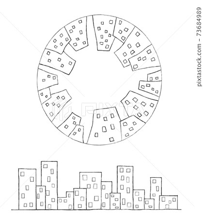 Building line art - Stock Illustration [73684989] - PIXTA