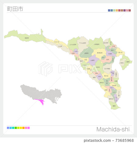 Machida City / Machida-shi / Color coding (Tokyo) - Stock Illustration ...