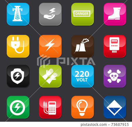 High voltage icons set - Stock Illustration [73687915] - PIXTA