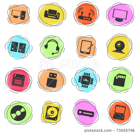 Computer equipment simple vector icons - Stock Illustration [73688796 ...